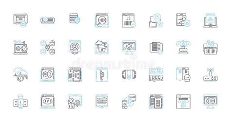 Internet Security Linear Icons Set Firewall Encryption Malware