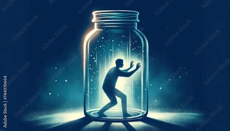 An Illustration Depicting A Person Trapped Inside A Glass Jar