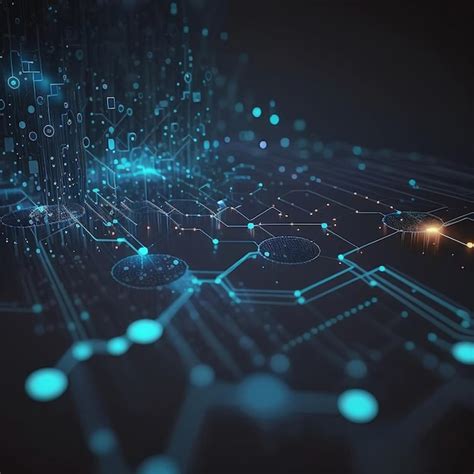 Premium Ai Image Abstract Blue Dots On Dark Background Artificial
