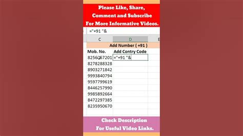 how to add country code to a mobile number excel tips and tricks
