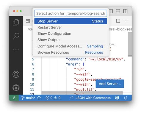 configure a local python mcp server in vs code jessica temporal