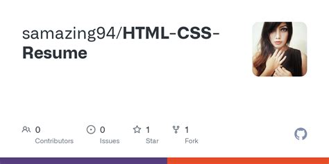 GitHub Samazing HTML CSS Resume