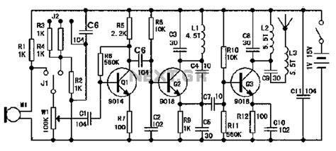 Wireless Microphone Circuit Diagram Consisting Of Transistors 9018