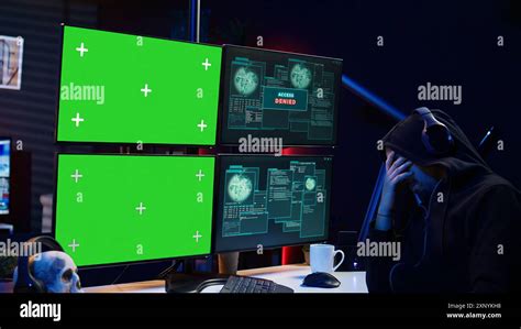 Hacker Receiving Access Denied Error Message On Chroma Key Monitors