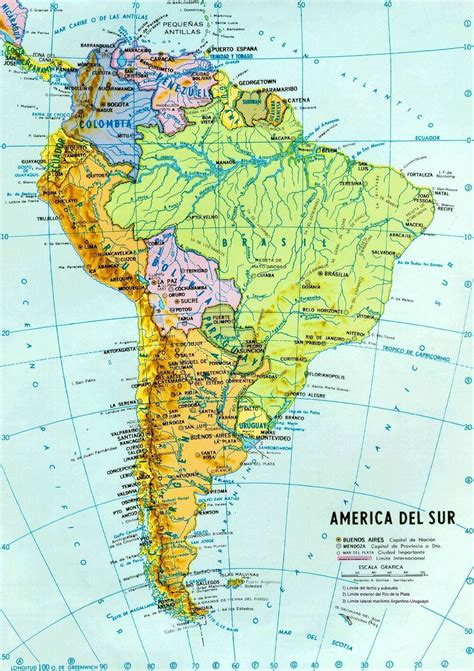 Mapa Político Y Hidrográfico De América Del Sur Tamaño Completo Ex