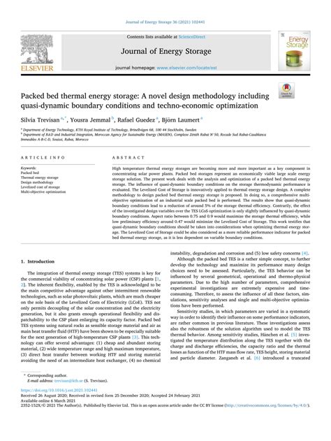 Pdf Packed Bed Thermal Energy Storage A Novel Design Methodology Including Quasi Dynamic