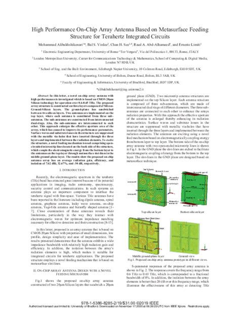 Pdf High Performance On Chip Array Antenna Based On Metasurface Feeding Structure For