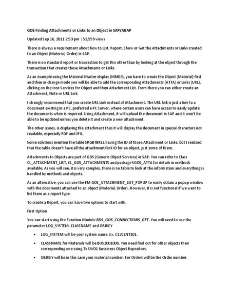 Gos Finding Attachments Or Links To An Object In Sapabap Pdf Information Technology