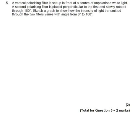 solved a vertical polarising filter is set up in front of a source of