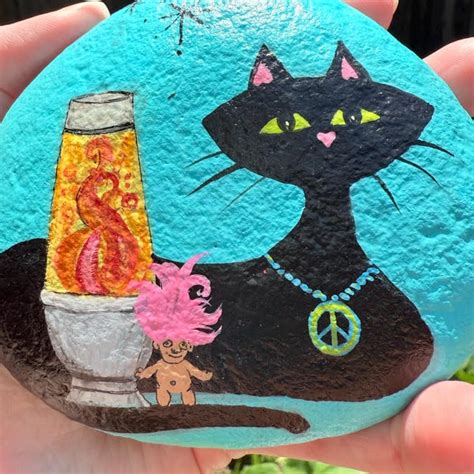 Painted Ladybug Rock Orange Slice Lady Bug Stone Sealed Garden Art