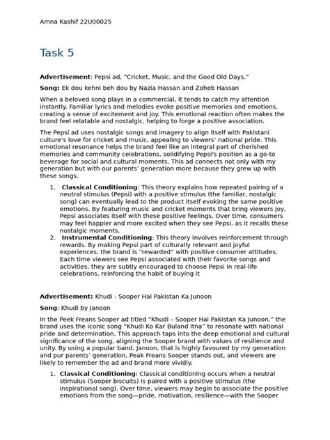 Task 5 Pdf Classical Conditioning Brand