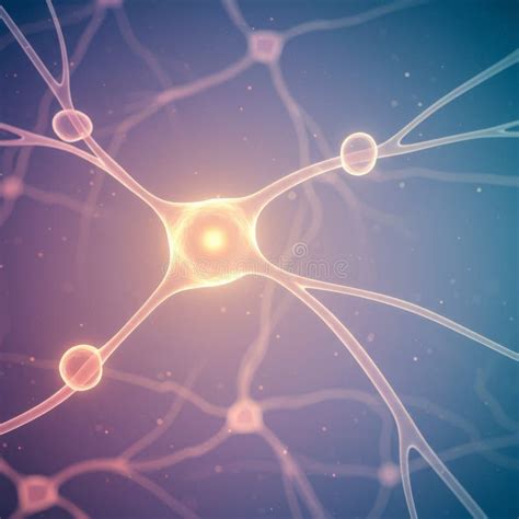 Microscopic Neuron Network Glowing Pink Blue Stock Illustration
