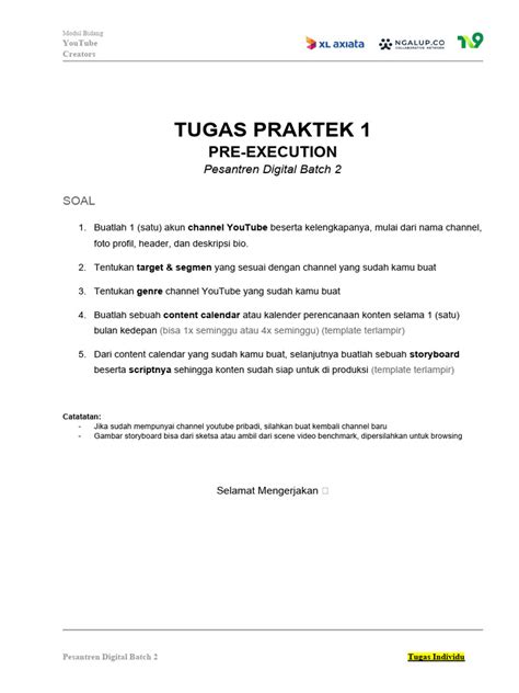 Tugas Praktek 1 Pre Execution Pesantren Digital Batch 2 Pdf