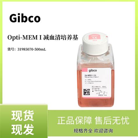 Gibco：opti Mem™ I 减血清培养基 货号：31985070 500ml价格品牌gibco 丁香通