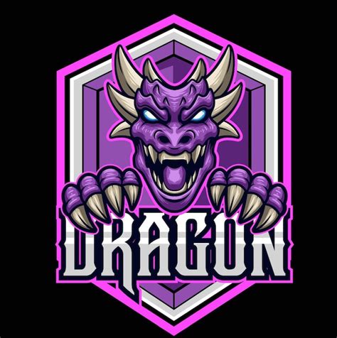 Esports 스타일로 용 머리 마스코트 로고의 벡터 일러스트 레이 션 프리미엄 벡터