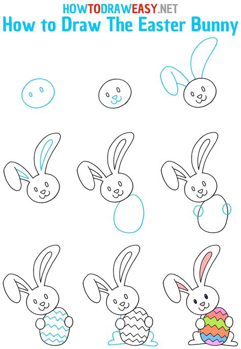 How To Draw The Easter Bunny Step By Step Easter Drawings Easy Bunny