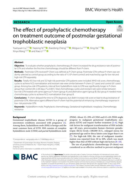Pdf The Effect Of Prophylactic Chemotherapy On Treatment Outcome Of