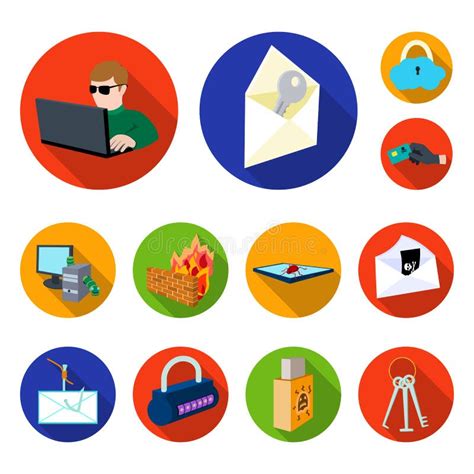 Hacker And Hacking Flat Icons In Set Collection For Design Hacker And