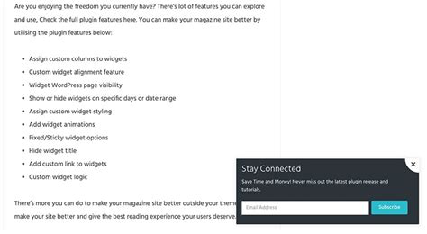 Modal Pop Up And Sliding Widget Options Widget Options