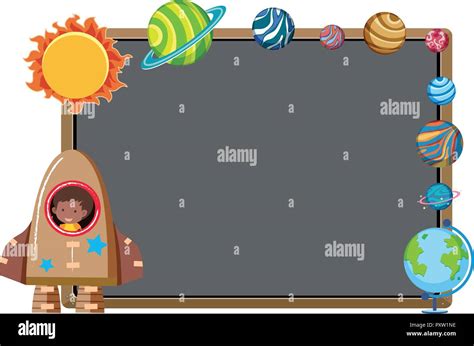 Border Template With Rocket And Planets Illustration Stock Vector Image
