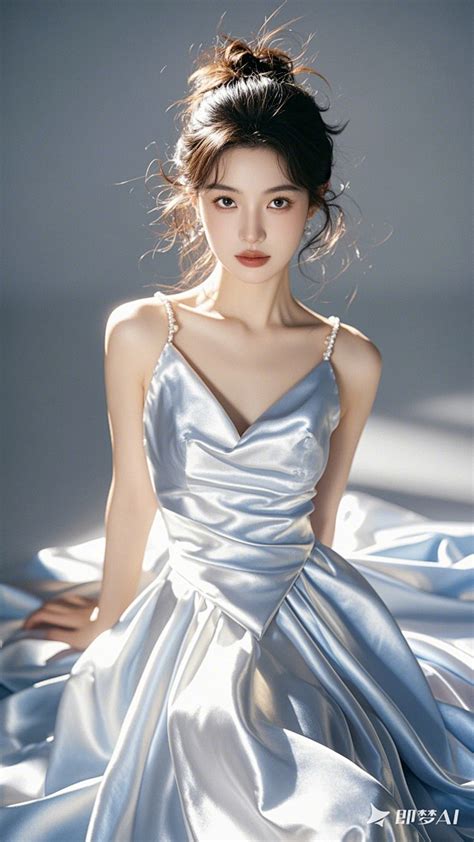 人物摄影，光线的柔和反射，立体感和层次感，模糊边缘，轻盈感，绸缎礼服 1