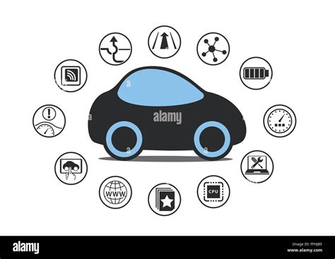 Self Driving Car And Autonomous Vehicle Concept Icon Of Driverless Car