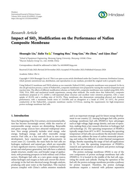 Pdf Impact Of Sio2 Modification On The Performance Of Nafion