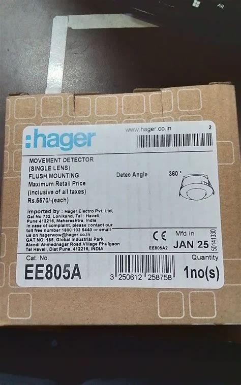 Hager Motion Sensor Ee805a At ₹ 2560piece Pir Sensor In Pune Id 2853028351288