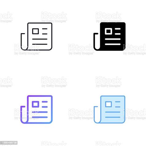 뉴스 레터 아이콘 편집 가능한 스트로크와 네 가지 스타일의 디자인 선 솔리드 플랫 라인 및 컬러 그라디언트 라인 웹 페이지 모바일 앱 Ui Ux 및 Gui 디자인에