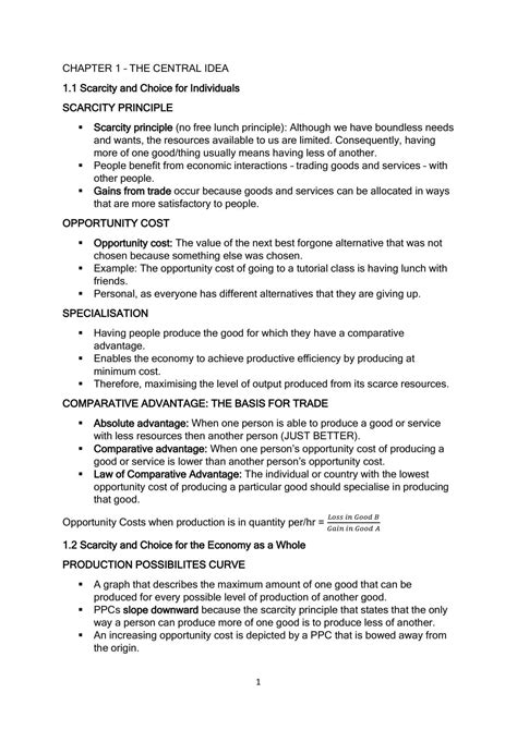 Microeconomics 1 Notes Econ1101 Microeconomics 1 Anu Thinkswap