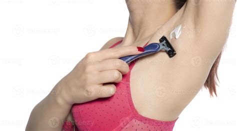 Woman Shaves Her Underarm Armpit With Razor 15375390 Stock Photo At Vecteezy