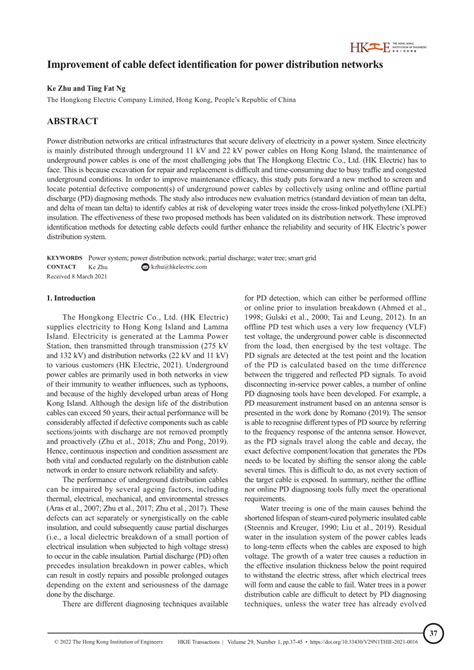 Pdf Improvement Of Cable Defect Identification For Power Distribution Networks