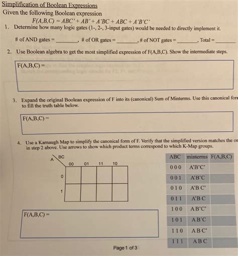solved simplification of boolean expressions given the