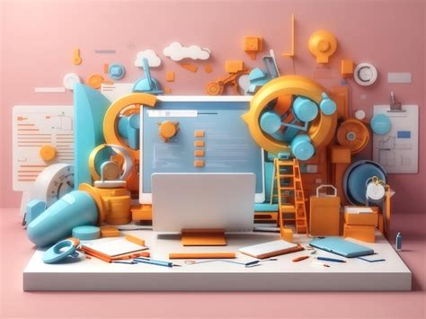 Premium Ai Image 3d Project Management Concept Design And Programming On Product Communication