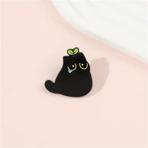 دبوس صدر قطة حزينة لطيفة للرجال ، دبوس مينا متدفق على شكل Temu Kuwait