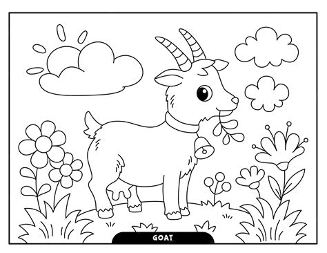 Dibujos Para Colorear De Cabras Para Niños Vector Premium