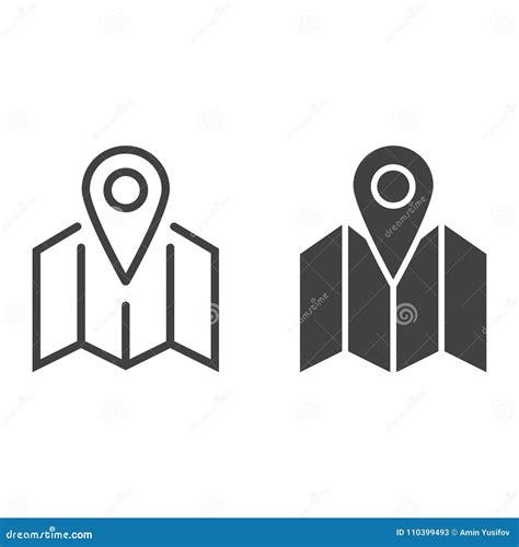 Pinpoint On Map Line And Glyph Icon Stock Vector Illustration Of Flat Design 110399493