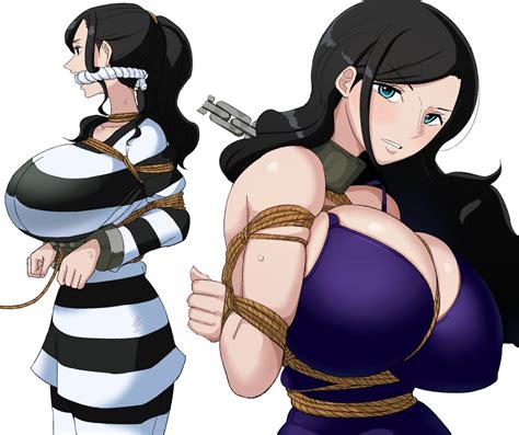 Rebake Nico Robin Nico Robin Dressrosa One Piece Girl Bdsm Between Breasts Black Hair