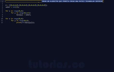 Crearmatriztriangularinferiorpython