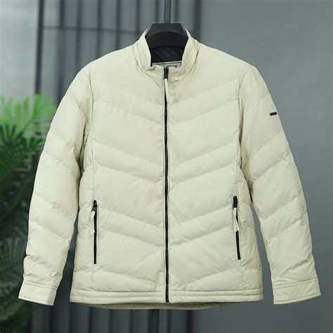 Stand Up Collar Imported Puffer Jacket In Cream Turbo Brands Factory