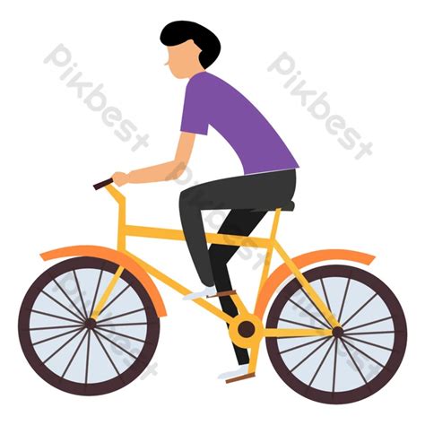 손으로 그린 만화 소년 타고 자전거 요소 일러스트 Png Psd 무료 다운로드 Pikbest