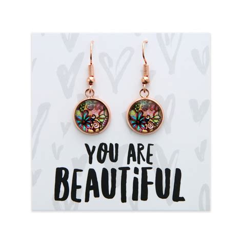 Heart And Soul Collection You Are Beautiful Rose Gold Dangle Earring