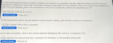 Solved C The Circuit Element Above Is Either A Resistor An Chegg Com