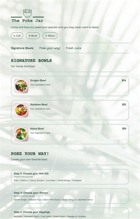 Free Fusion Menu Template Menuzen