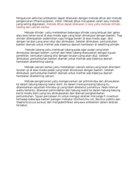 Pengukuran Aktivitas Antibakteri Dapat Dilakukan Dengan Metode Difusi Dan Metode Pengenceran Pdf