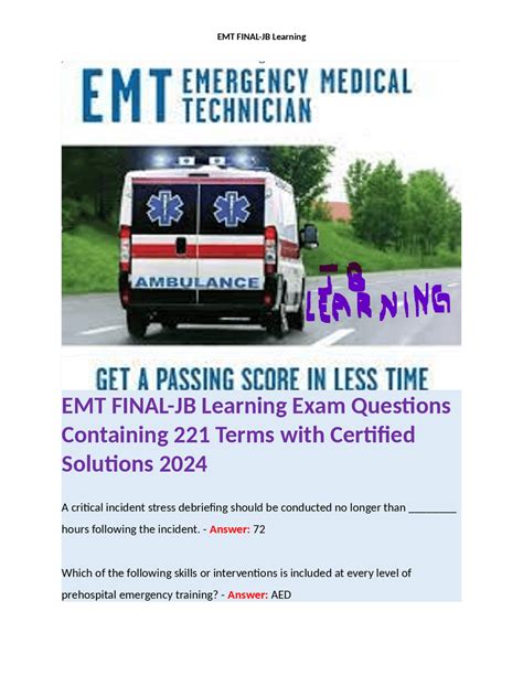EMT Final Exam Study Notes Exams Nursing Docsity