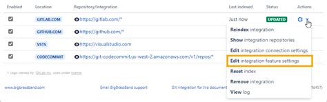 Edit Integration Feature Settings Git Integration For Jira Self Managed