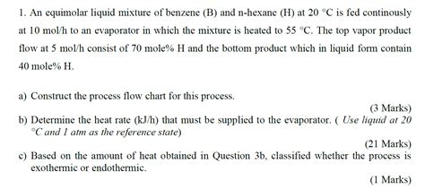 Solved An Equimolar Liquid Mixture Of Benzene B And Chegg