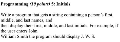solved programming 10 points 5 initials write a program