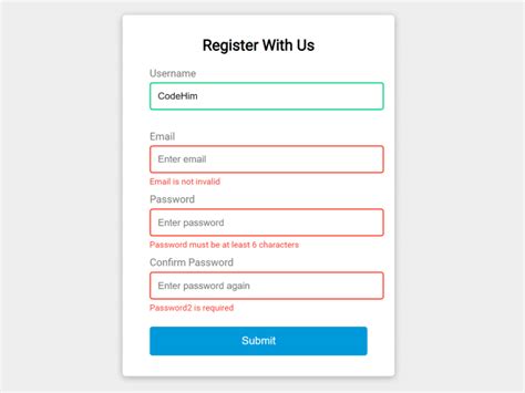 Form Validation In JavaScript Code CodeHim